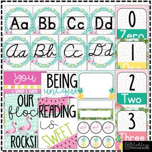 Tropical Flamingo Classroom Decor Bundle, Easy and Modern Classroom ...