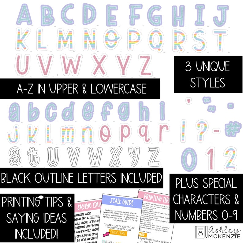 Pastel Sweets Classroom Decor, A-Z Bulletin Board Letters, Punctuation ...