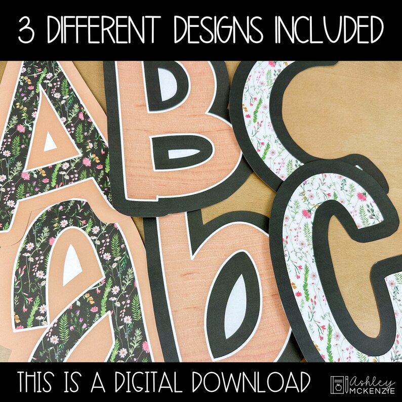 Wildflowers Classroom Decor, A-Z Bulletin Board Letters, Punctuation ...