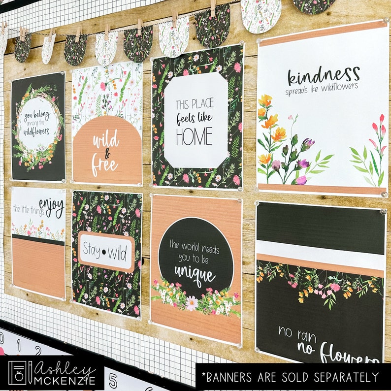 Wildflowers Themed Classroom Posters, Easy and Modern Classroom ...