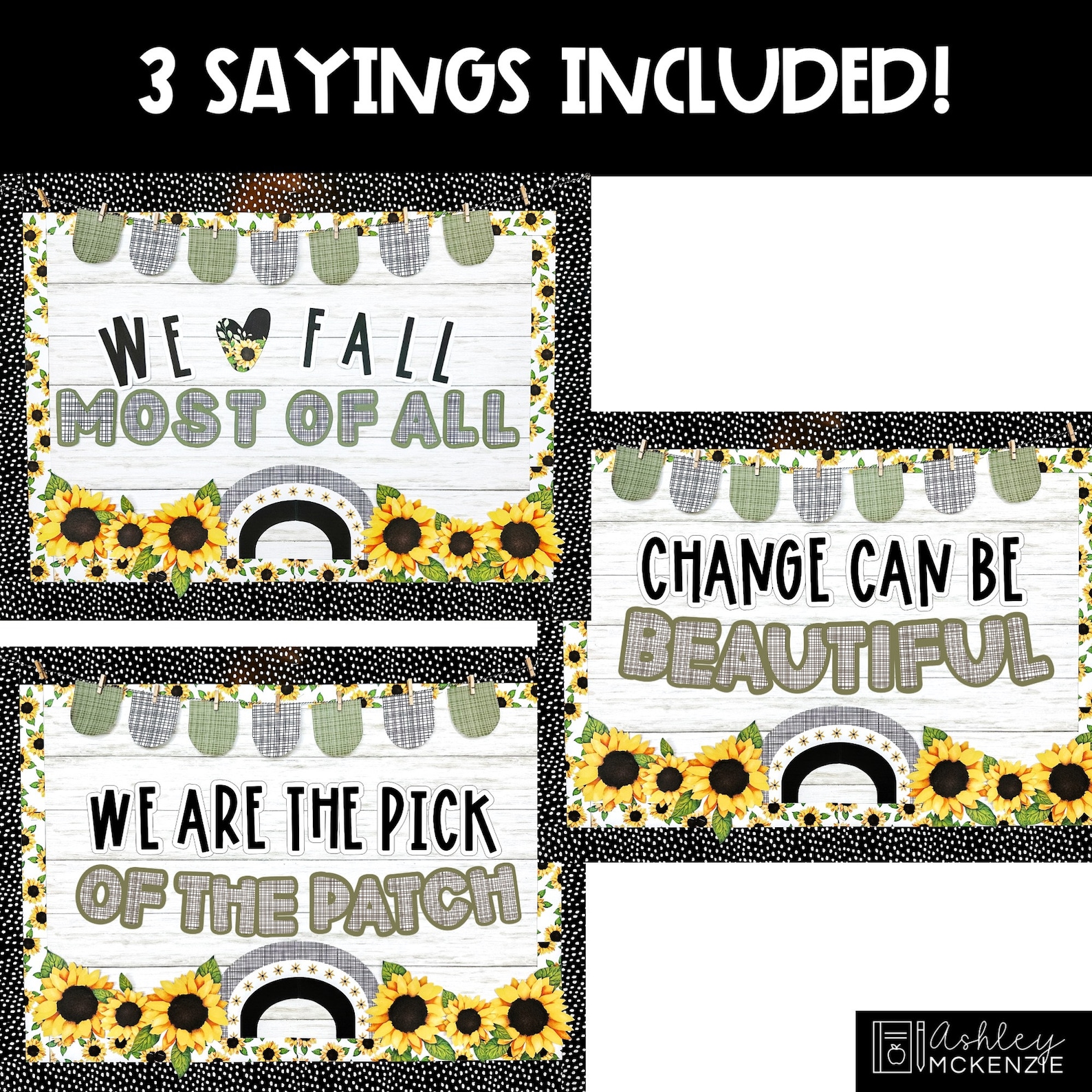 Fall Sunflowers Bulletin Board Kit, Autumn Classroom Decor, Easy ...