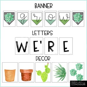 Watercolor Succulent Back to School Bulletin Board or Classroom Door ...