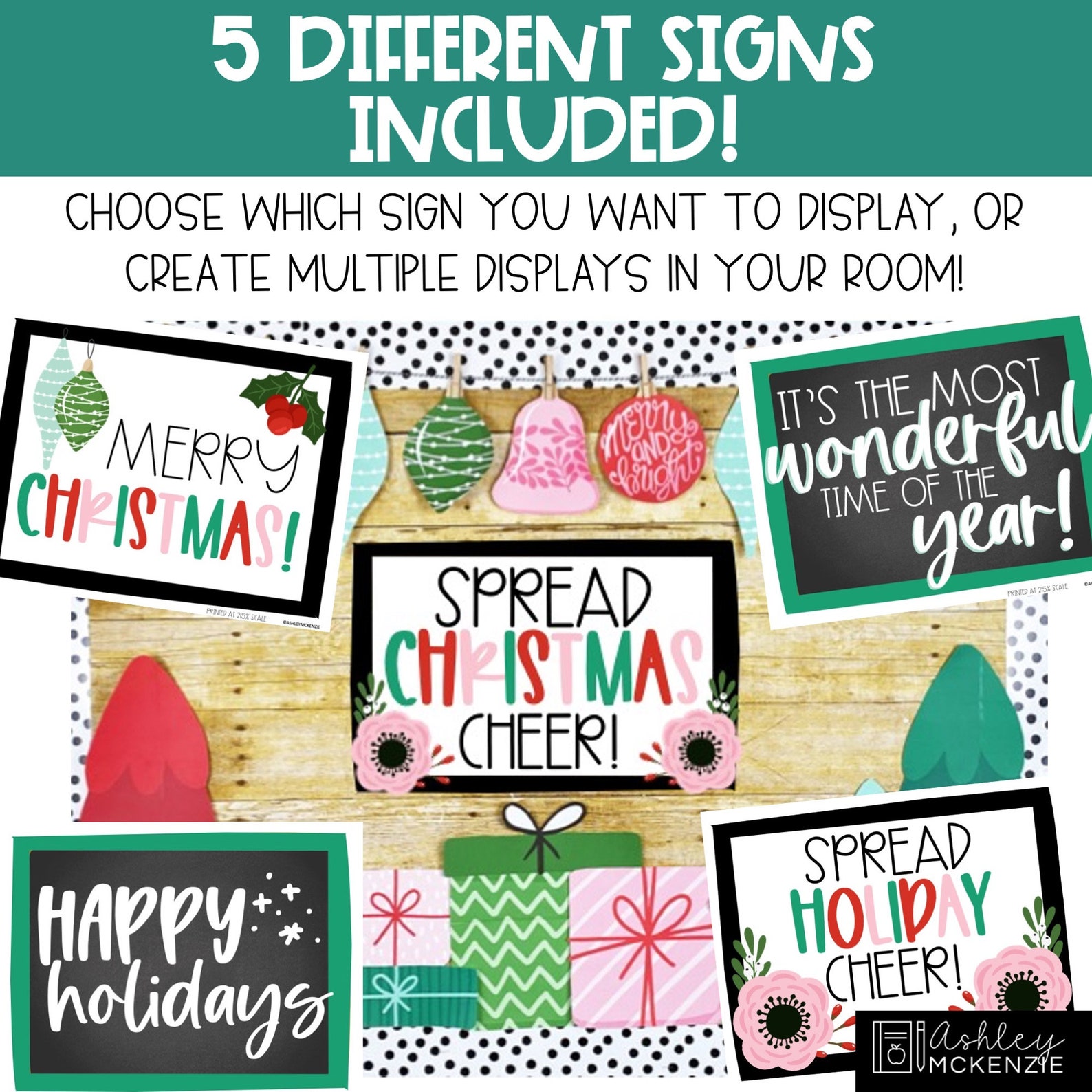Christmas Cheer Bulletin Board or Classroom Door Decor, Easy Holiday ...