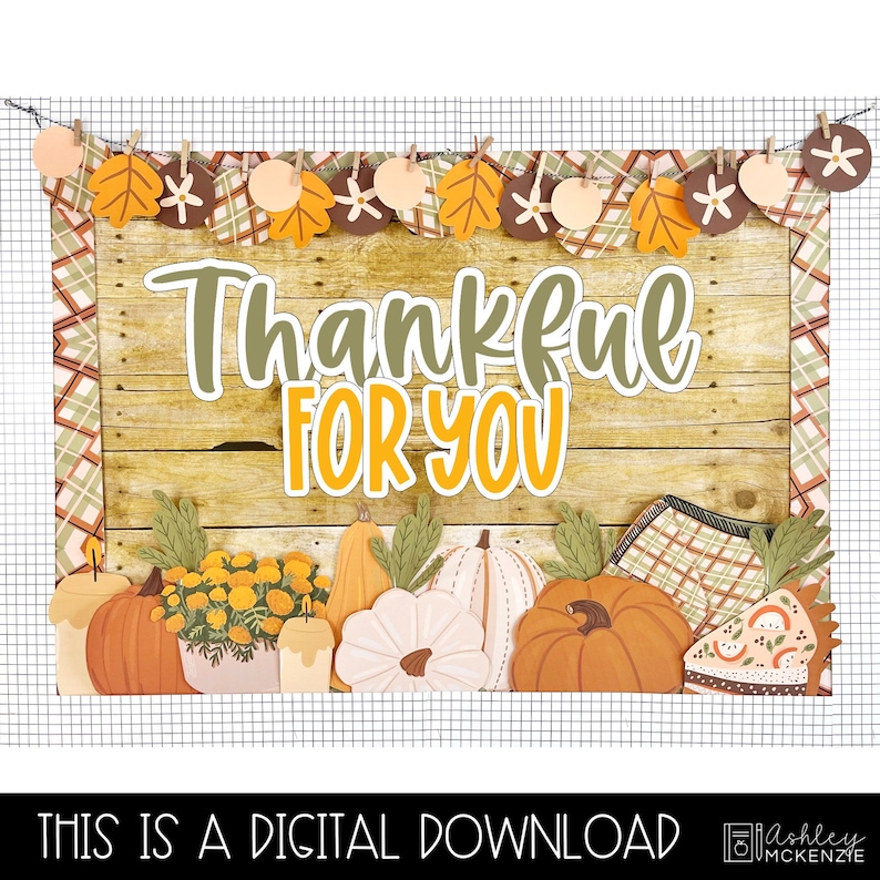 Modern Thanksgiving Bulletin Board Kit Thanksgiving Door Decor November ...