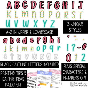 Neon Brights Classroom Decor, Primary Font A-Z Bulletin Board Letters ...
