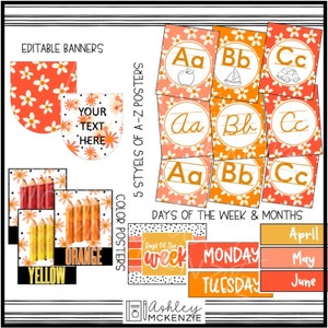 Daisy Themed Classroom Decor Bundle Bright Colors Editable Classroom ...