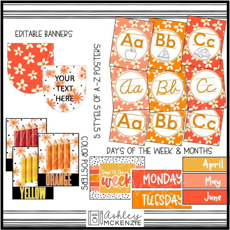 Daisy Themed Classroom Decor Bundle Editable Classroom Decor - Etsy