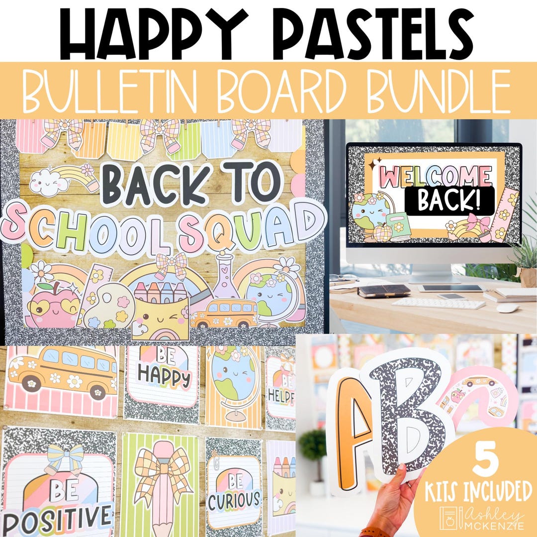 Happy Pastel Back to School Bulletin Board Bundle Morning Meeting Slide ...