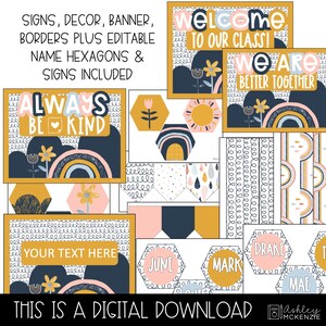 Boho Rainbow Classroom Door Decor Kit, Back to School, Easy and Modern ...