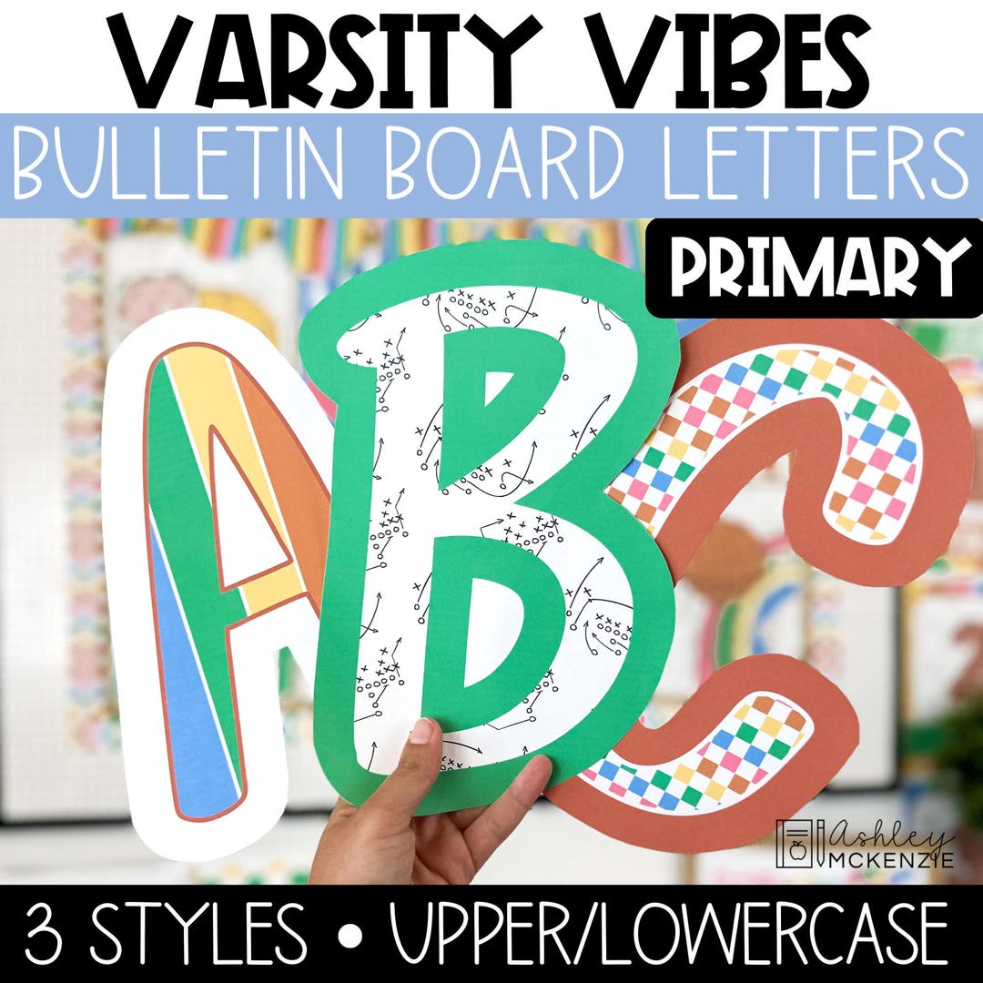 Sports Bulletin Board Letters, A-Z Primary Font, Punctuation, and ...