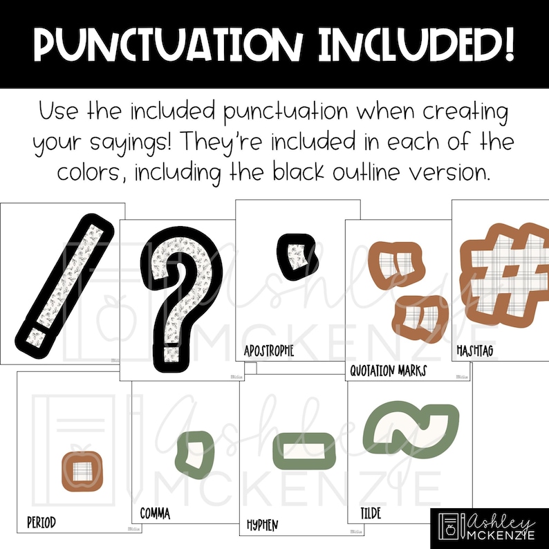 Modern Garden Bulletin Board Letters, Punctuation, and Numbers, Calming ...