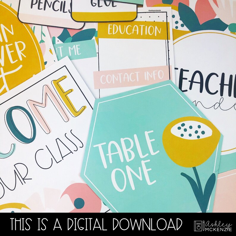 Vintage Floral Blooms Classroom Decor Bundle Easy and Modern - Etsy