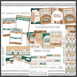 Modern Plaid Themed Classroom Decor Bundle, Editable Classroom Decor ...