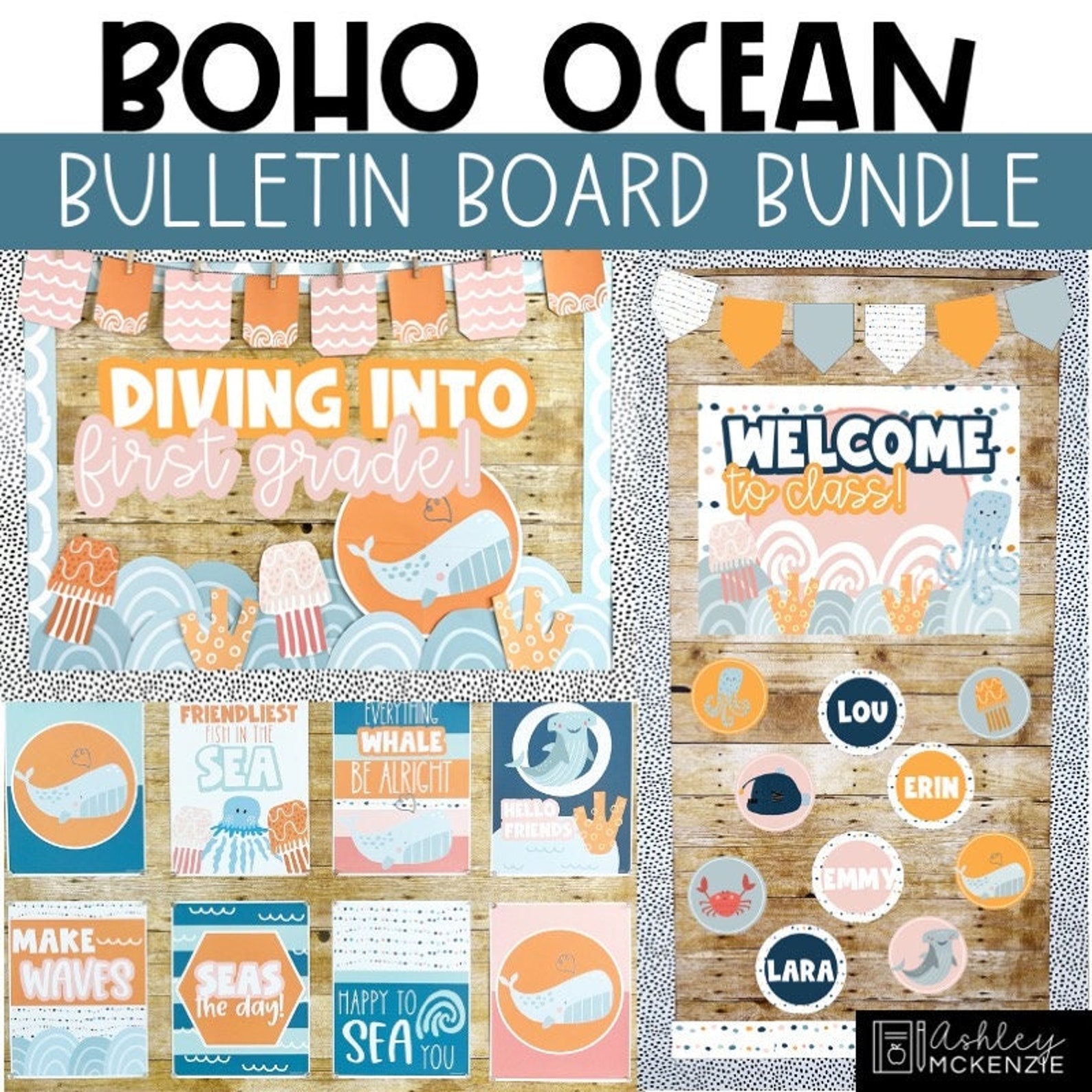 Boho Ocean Back to School Classroom Decor Bulletin Board Kit - Etsy
