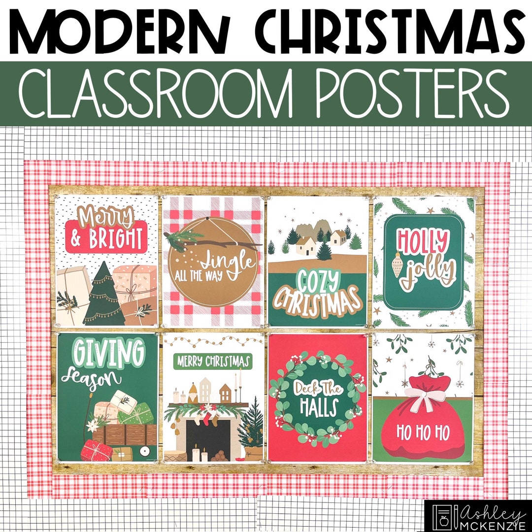 Modern Christmas Classroom Posters Holiday Season Theme Easy - Etsy