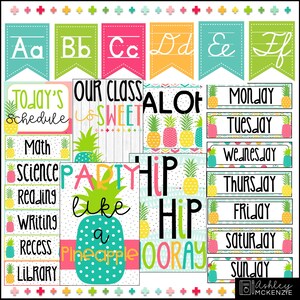 Bright Pineapple Classroom Decor Bundle, Easy and Modern Classroom ...
