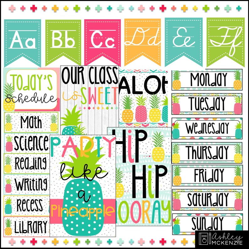 Bright Pineapple Classroom Decor Bundle Easy and Modern - Etsy