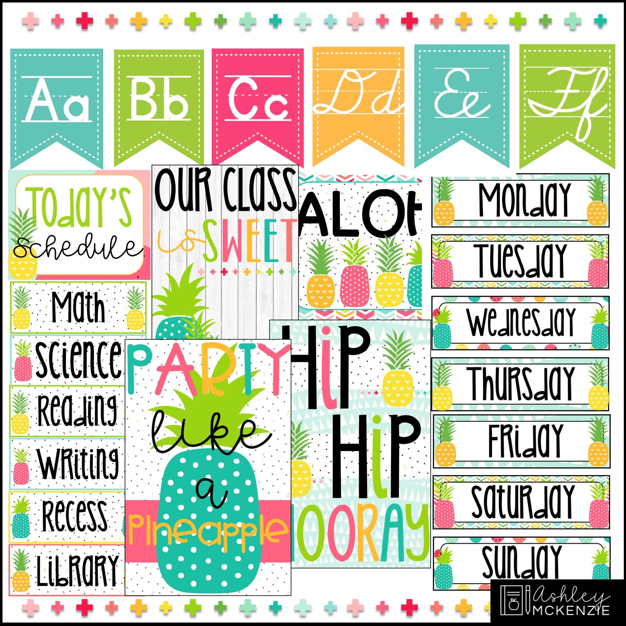 Bright Pineapple Classroom Decor Bundle, Easy and Modern Classroom ...