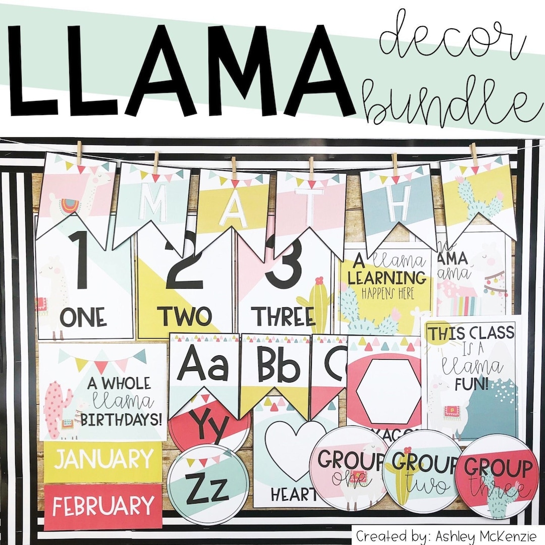 Llama and Cactus Classroom Decor Bundle, Easy and Modern Classroom ...