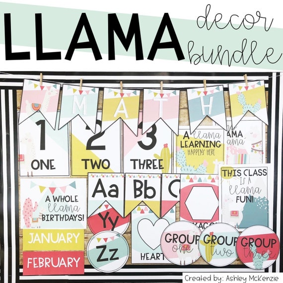 Llama and Cactus Classroom Decor Bundle Easy and Modern - Etsy