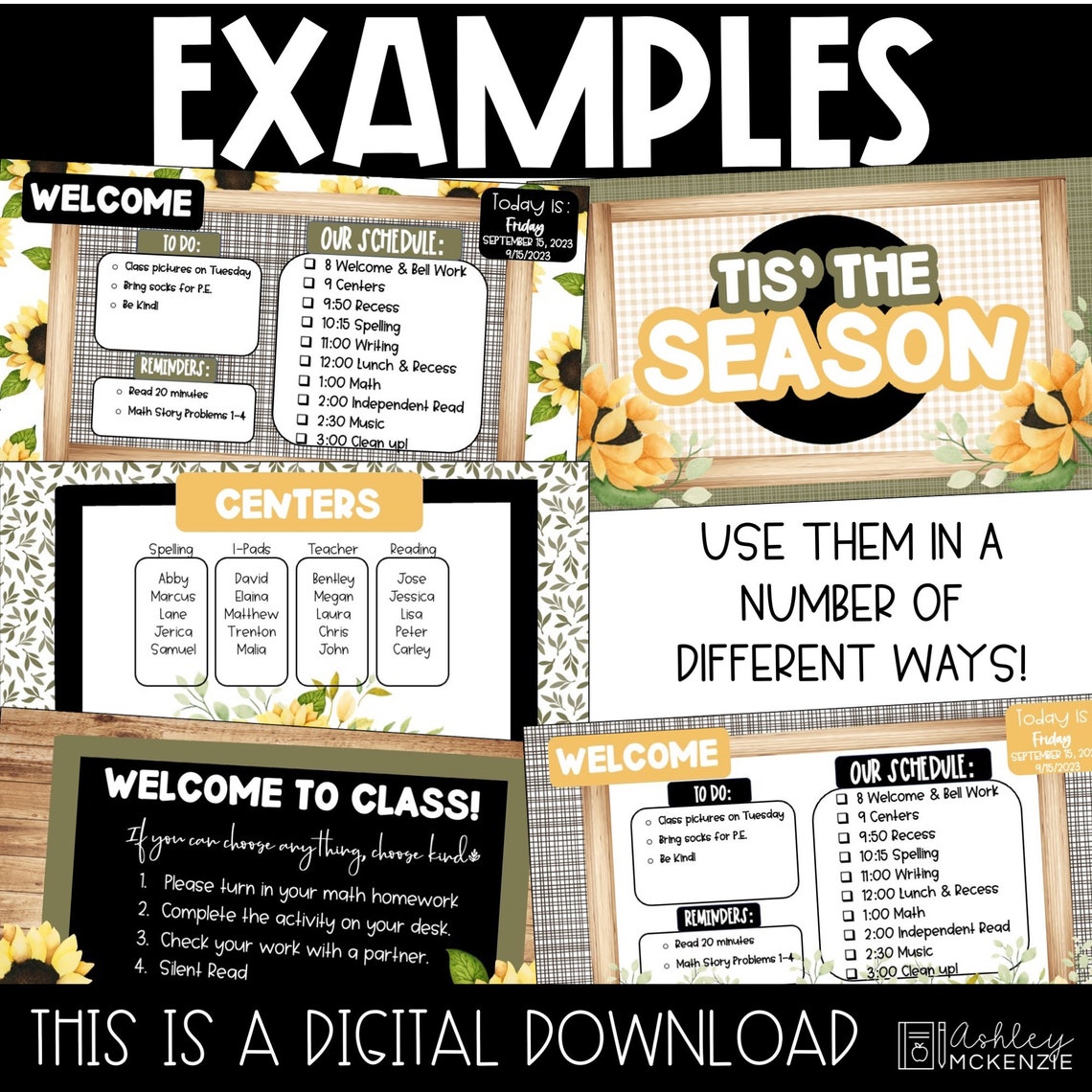 Fall Sunflowers Google Slides and Powerpoint Templates, Autumn Class ...