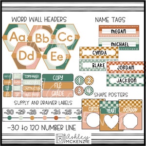 Modern Gingham Checkered Themed Classroom Decor Bundle, Editable ...