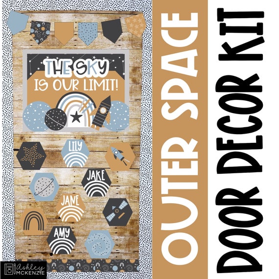 Outer Space Classroom Door Decor Kit Back to School Easy and - Etsy