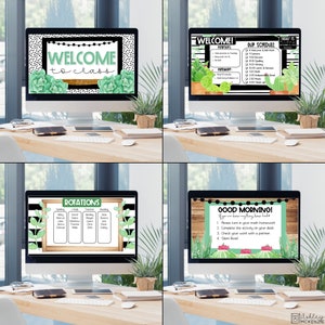 Watercolor Succulent Google Slides and Powerpoint Templates, Digital ...