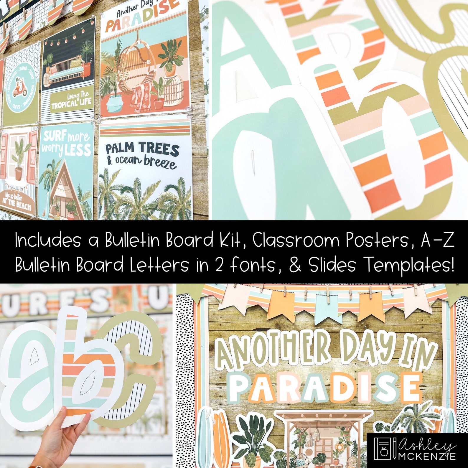Beach Themed Back to School Classroom Decor Tropical Bulletin Board Set ...
