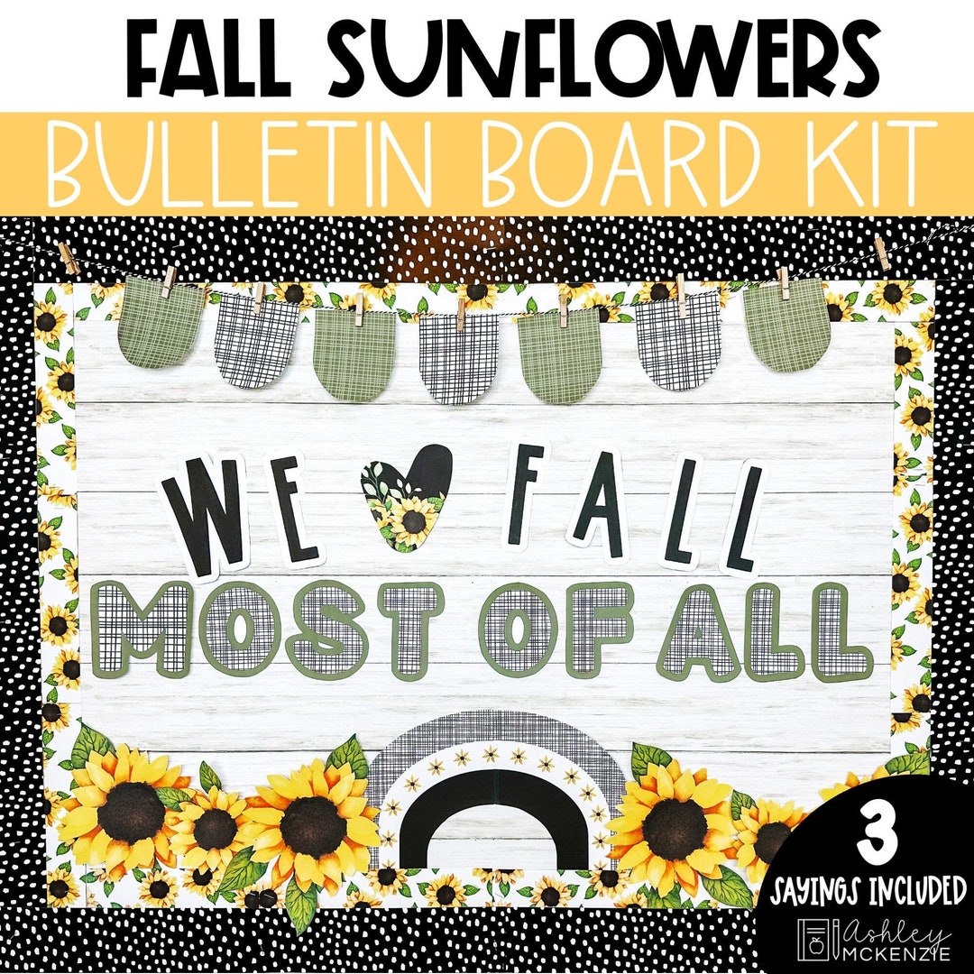 Fall Sunflowers Bulletin Board Kit, Autumn Classroom Decor, Easy ...