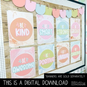 Marbled Pastel Themed Classroom Posters, Calm Classroom Decor, Easy and ...