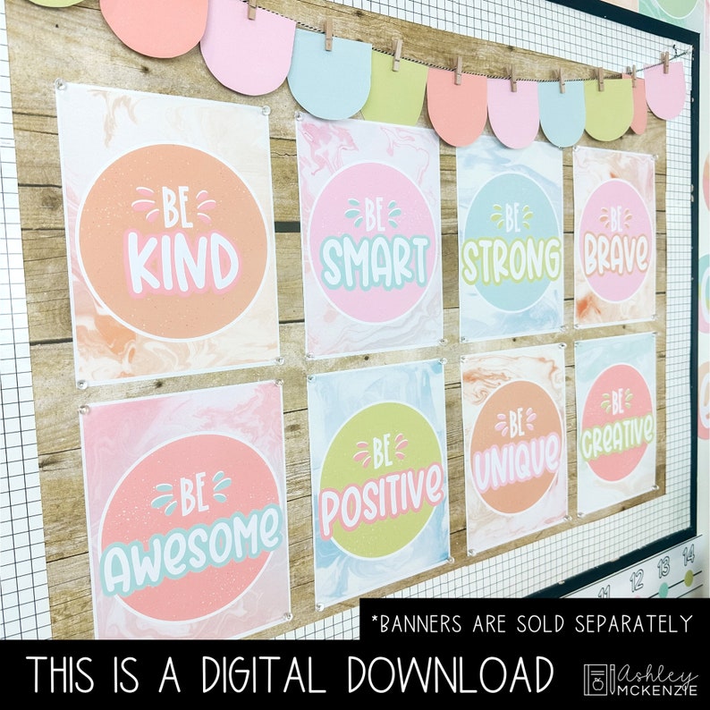 Marbled Pastel Themed Classroom Posters Calm Classroom Decor - Etsy