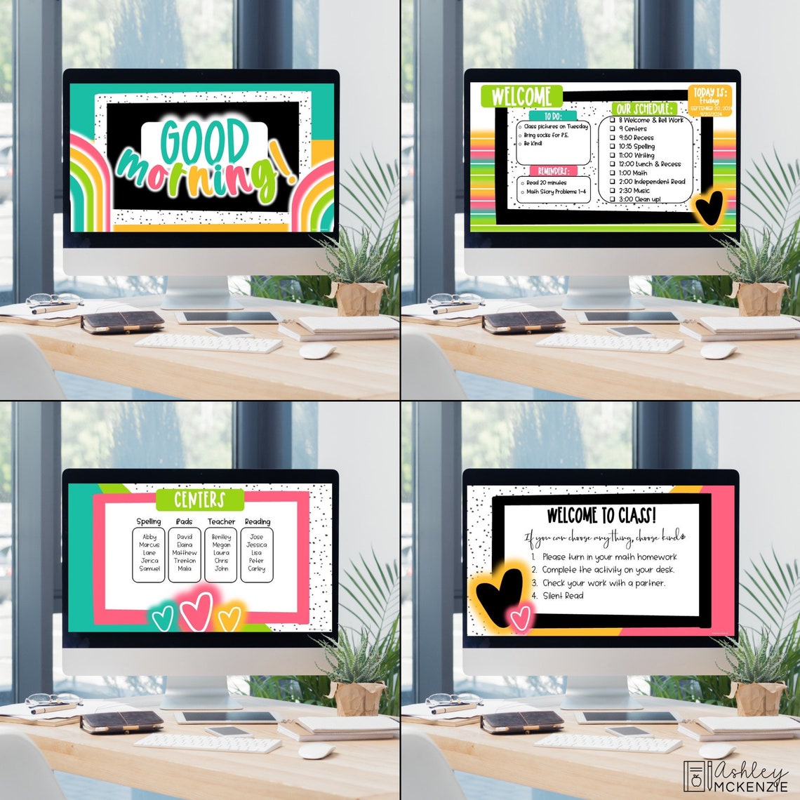Neon Brights Google Slides and Powerpoint Templates, Modern Class Decor ...