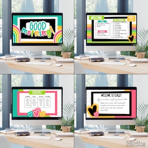 Neon Brights Google Slides and Powerpoint Templates, Modern Class Decor ...