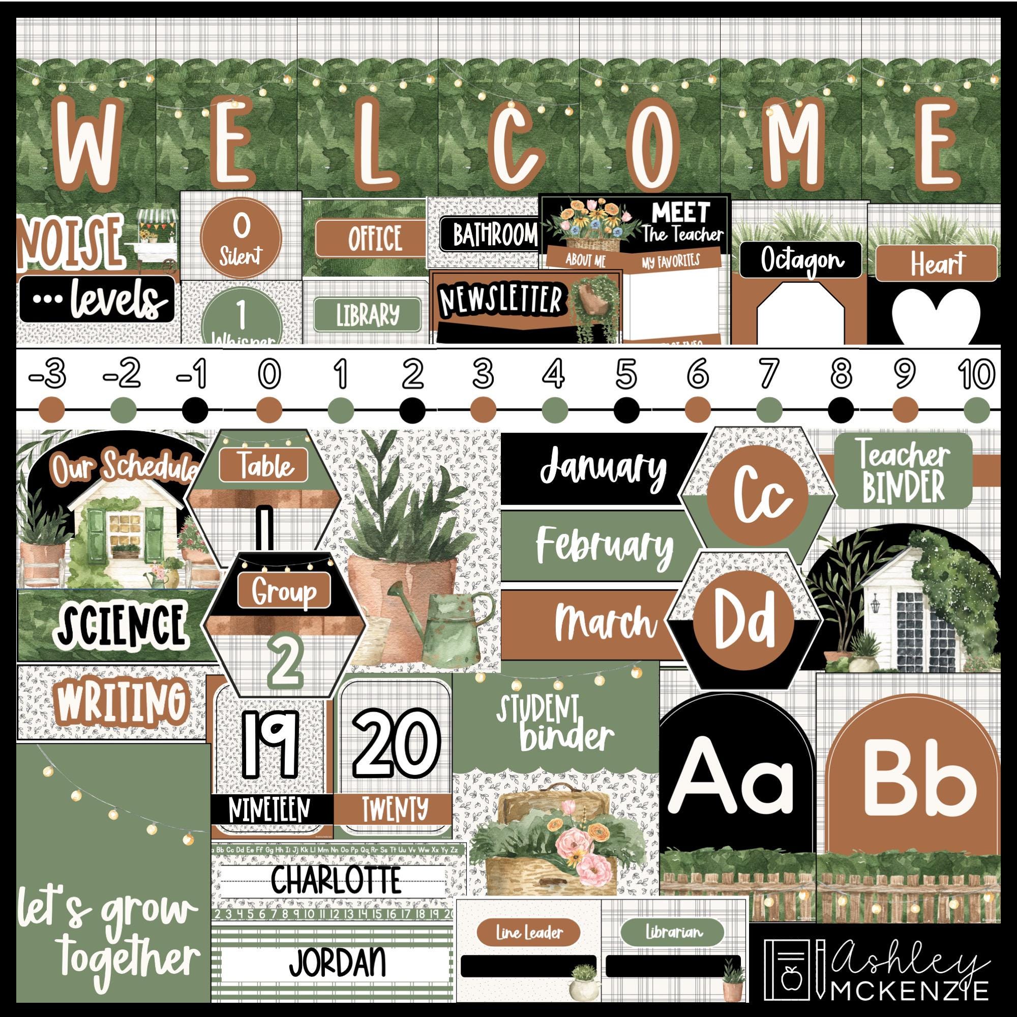 Modern Garden Classroom Decor Bundle Nature Bulletin Board Ideas ...