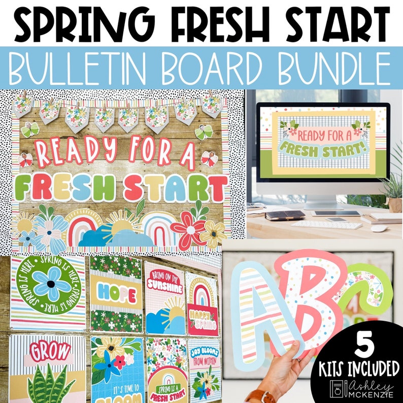 Spring Bulletin Board Bundle Fresh Start Theme March Bulletin Board ...