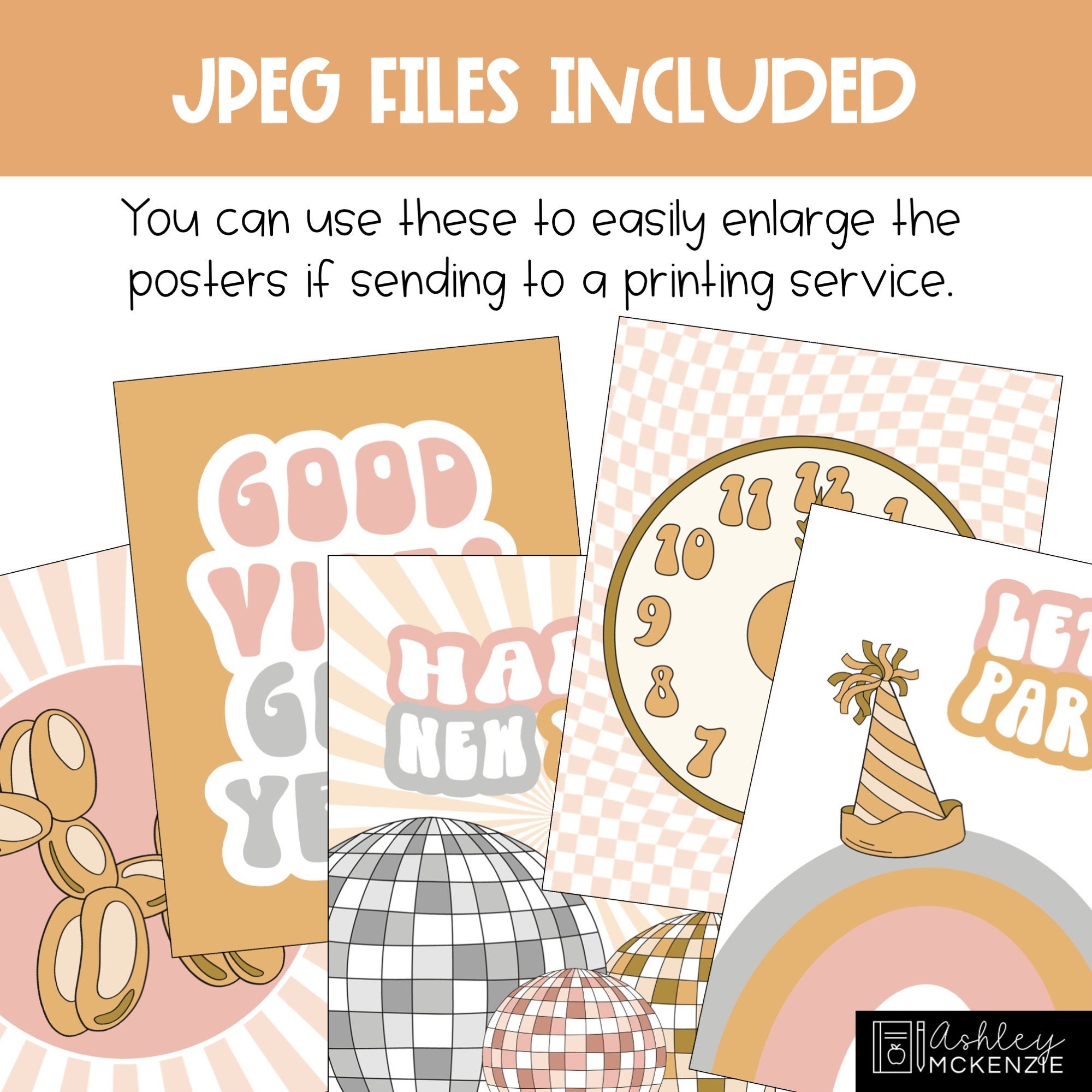 Retro New Year Posters, Holiday Classroom Decor, January Bulletin Board ...