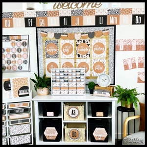 Boho Neutral Animal Print Classroom Decor Bundle Easy and - Etsy