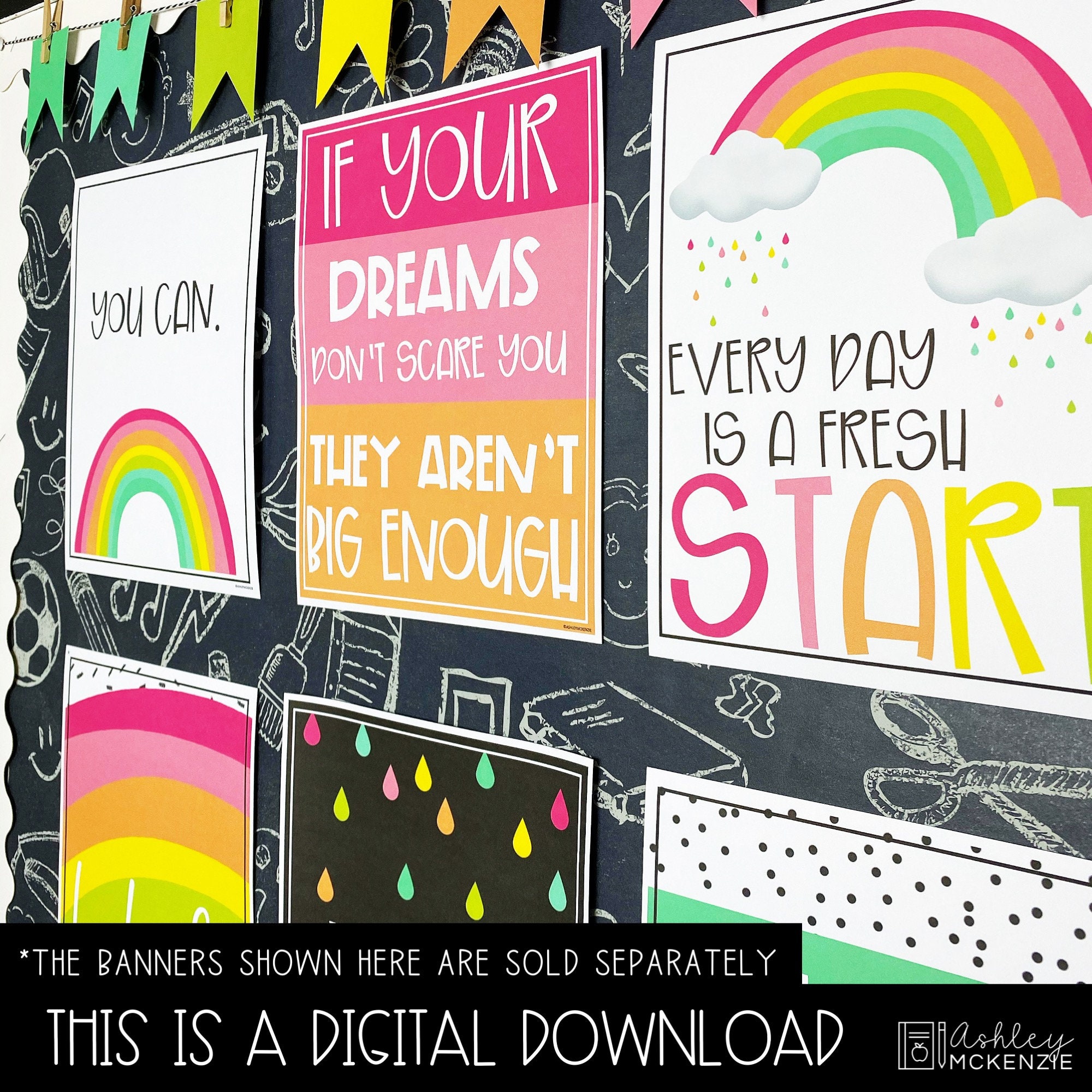 Rainbow Growth Mindset Classroom Posters, Easy and Modern Classroom ...