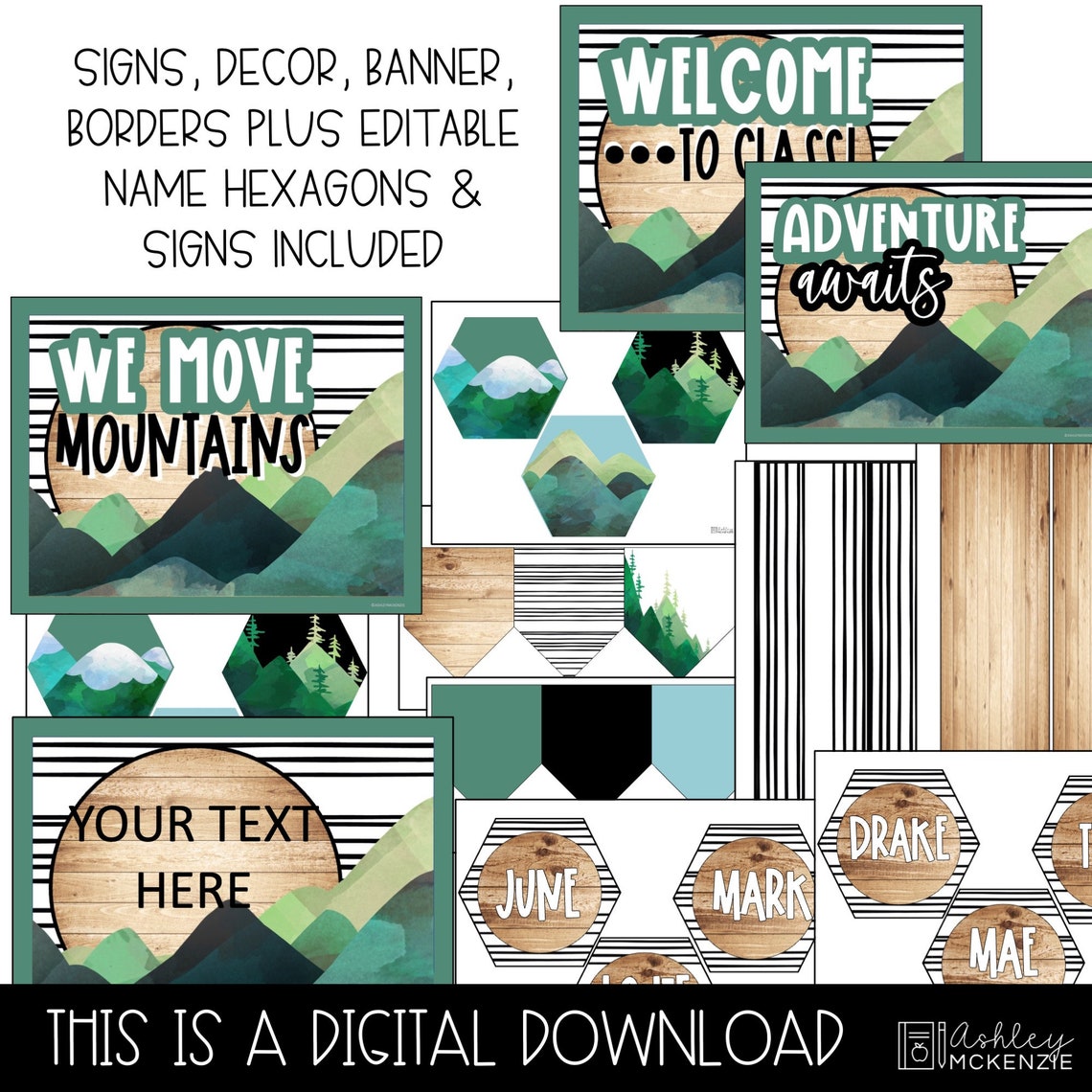 Scandi Mountains Classroom Door Decor Kit Back to School - Etsy