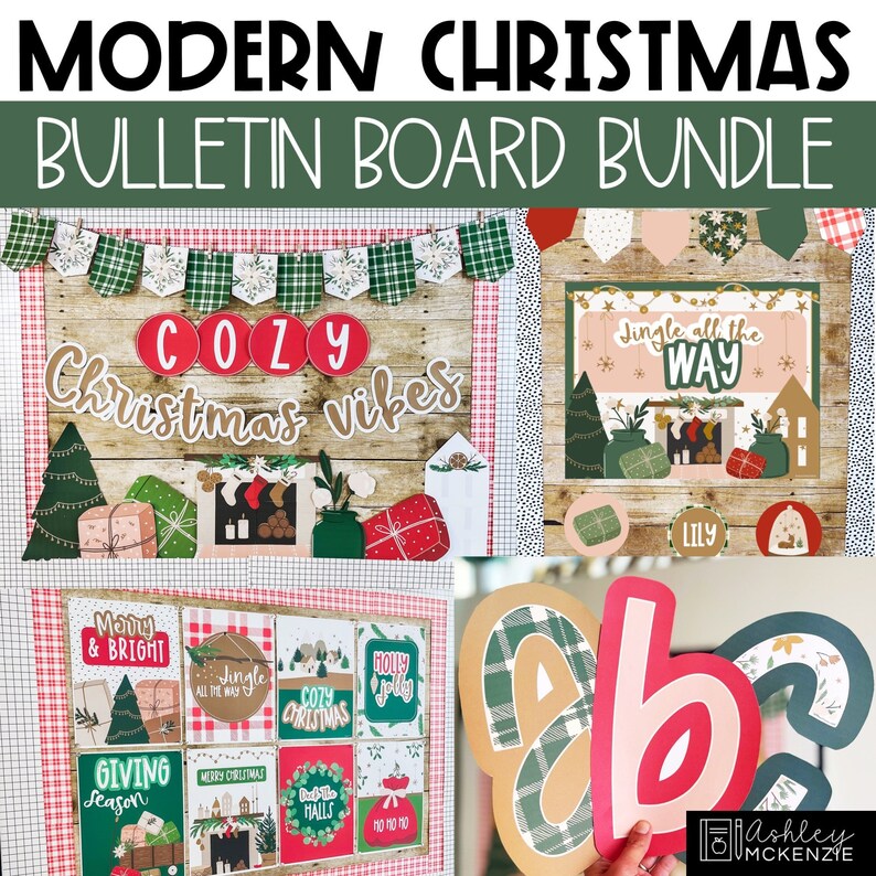 Modern Christmas Classroom Decor Bulletin Board Kit - Etsy