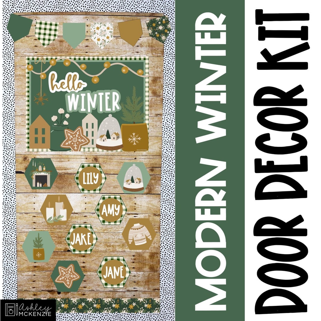 Modern Winter Door Decorating Kit, Holiday Season Decorations, Easy ...