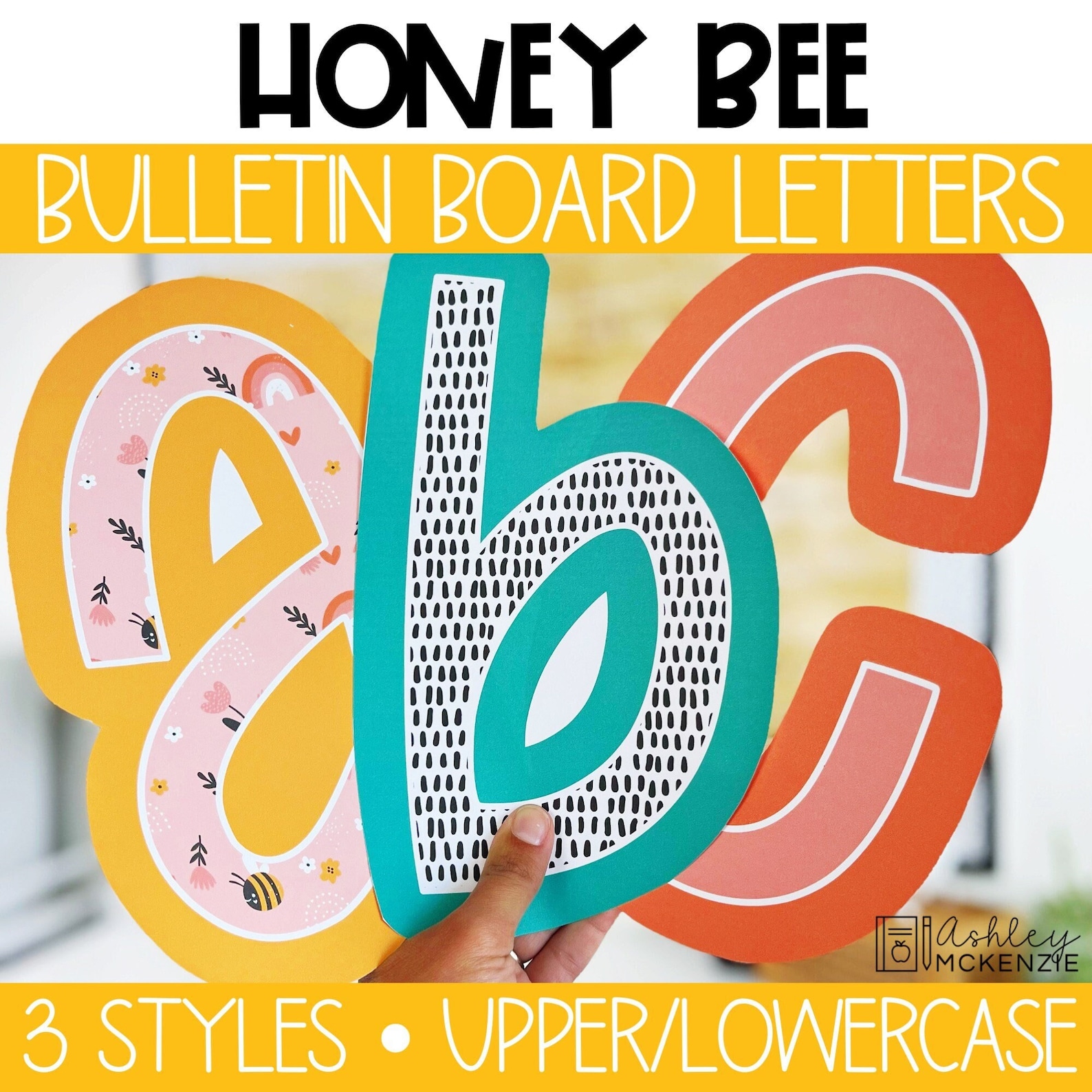 Boho Honey Bee Classroom Decor, A-Z Bulletin Board Letters, Punctuation ...