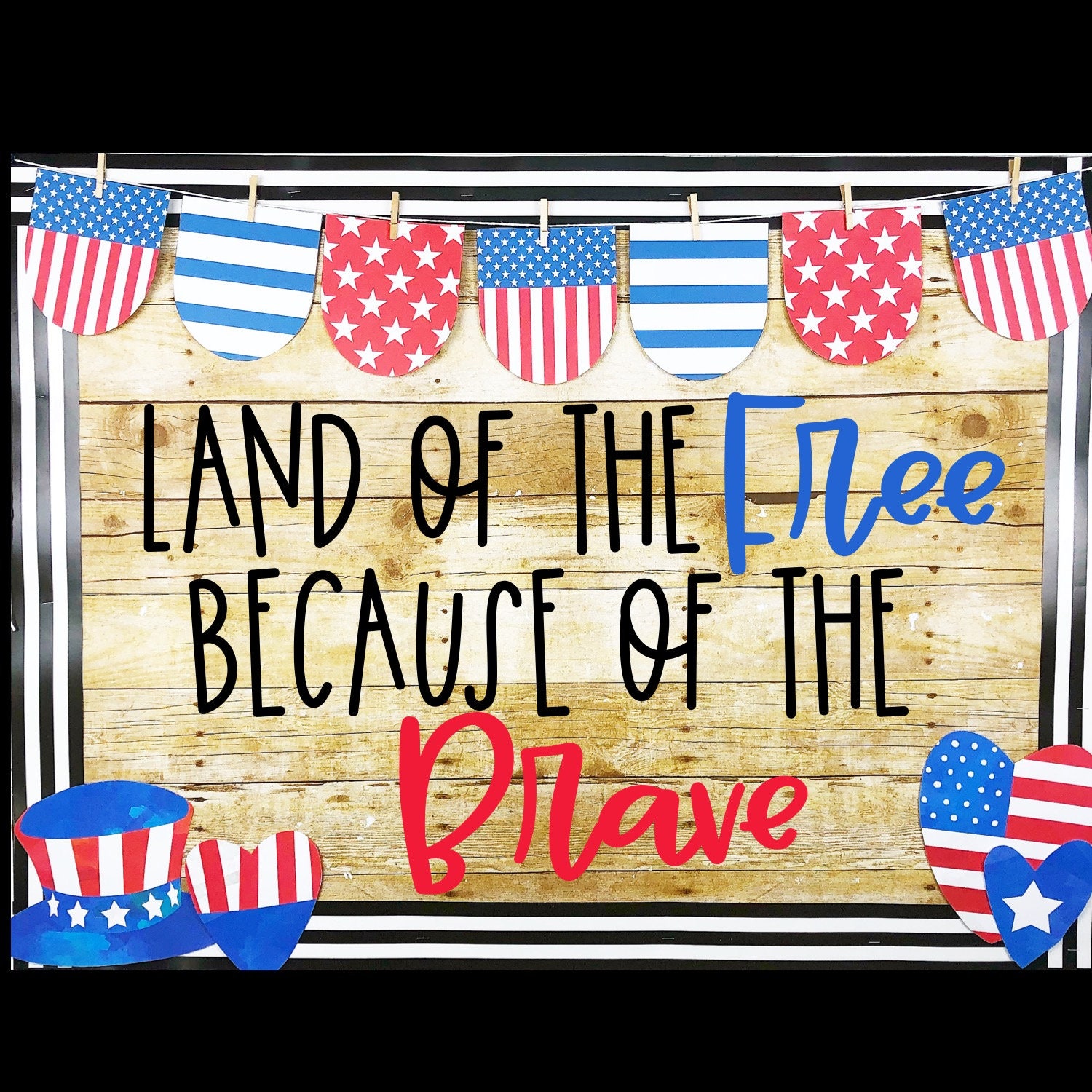 4th of July Bulletin Board Patriotic Classroom Door Decor Red White and ...