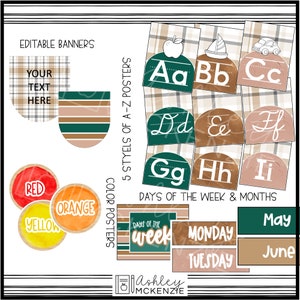 Modern Plaid Themed Classroom Decor Bundle, Editable Classroom Decor ...