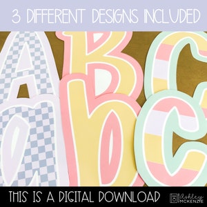 Retro Spring Classroom Decor, Primary Font A-Z Bulletin Board Letters ...