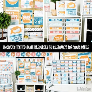 Boho Ocean Classroom Decor Bundle Modern Back to School Bulletin Board ...