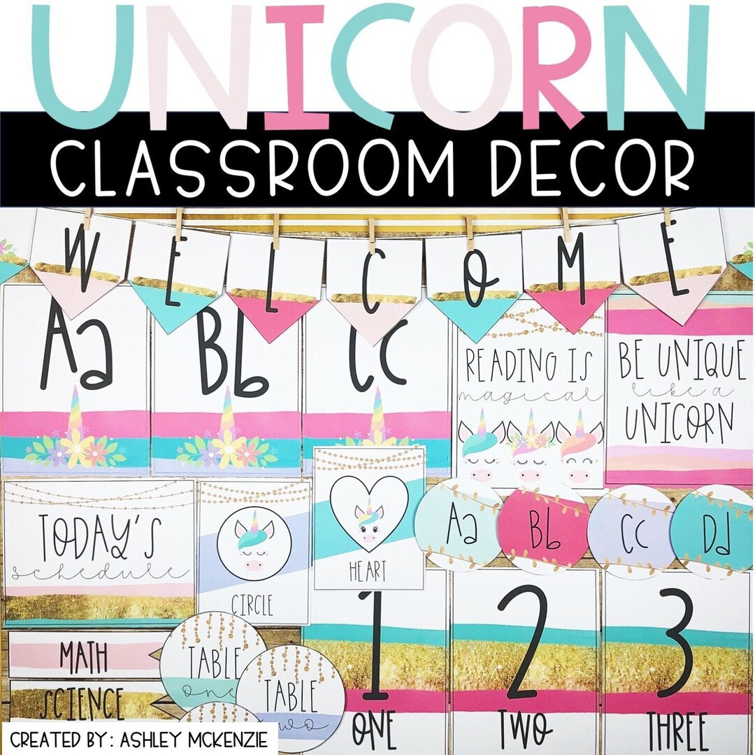 Unicorn Classroom Decor Bundle, Easy and Modern Classroom Decorations ...