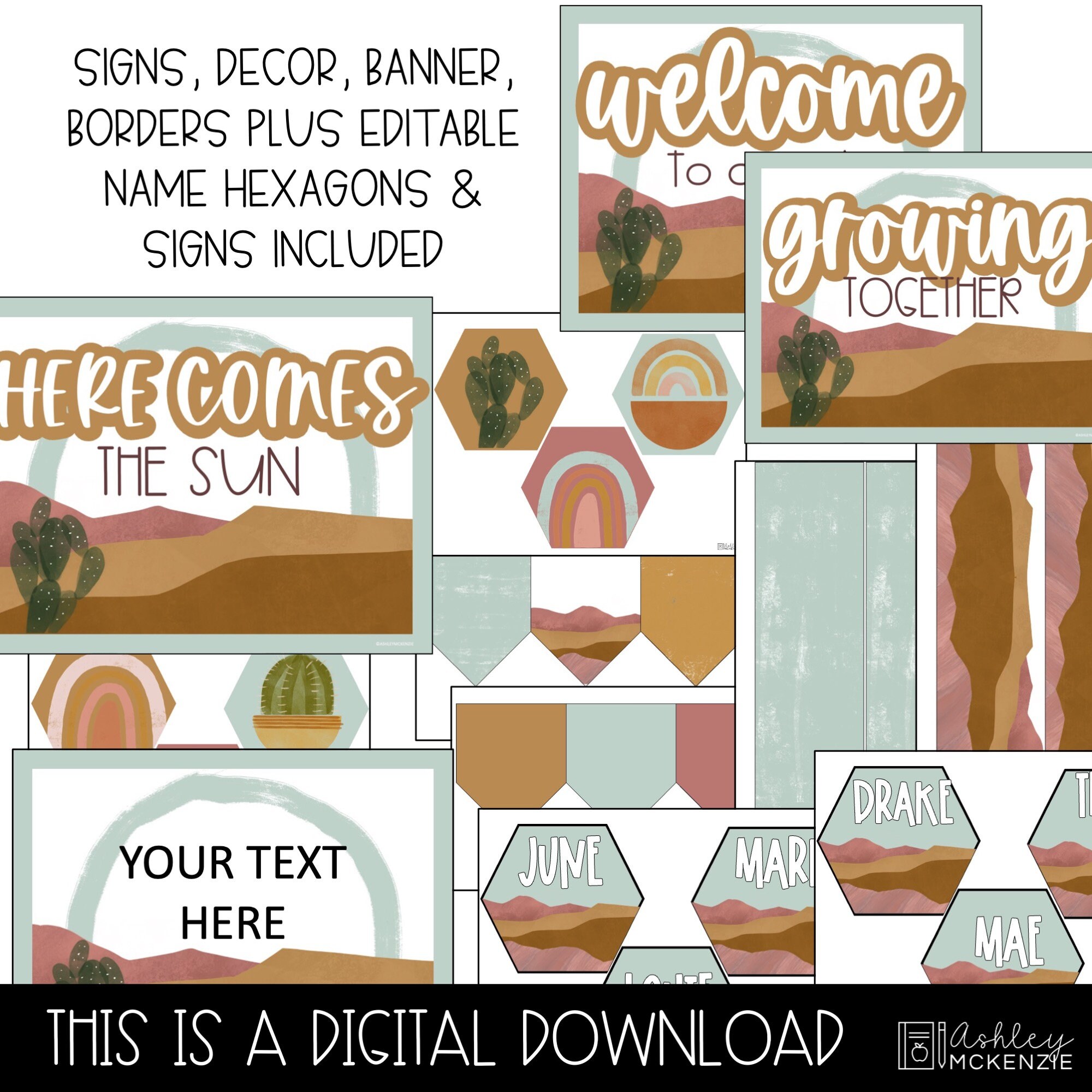 Boho Desert Classroom Door Decor Kit, Back to School, Easy and Modern ...