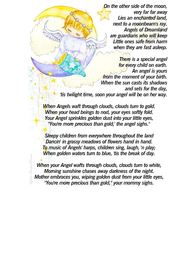 Dreamland Angels | Baby Nursery Child's Room | Story Poem | Wall Art ...